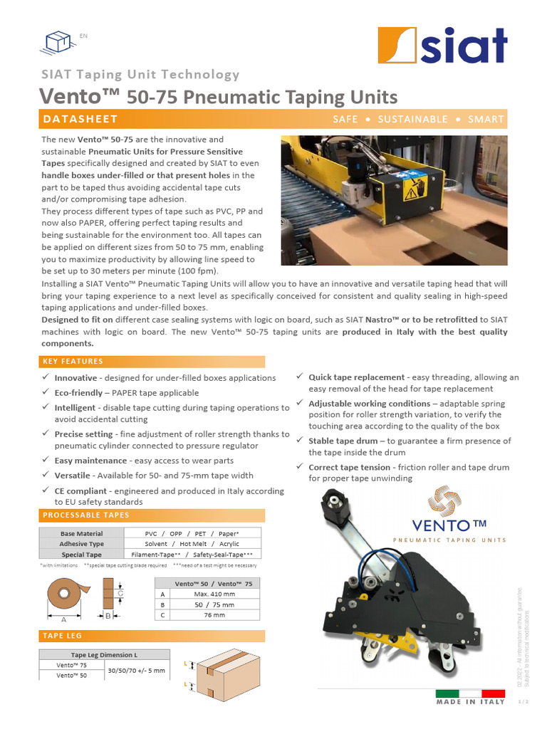 SIAT Vento Taping Units - ENG - Rev1.4 | PDF | Manufactured Goods ...