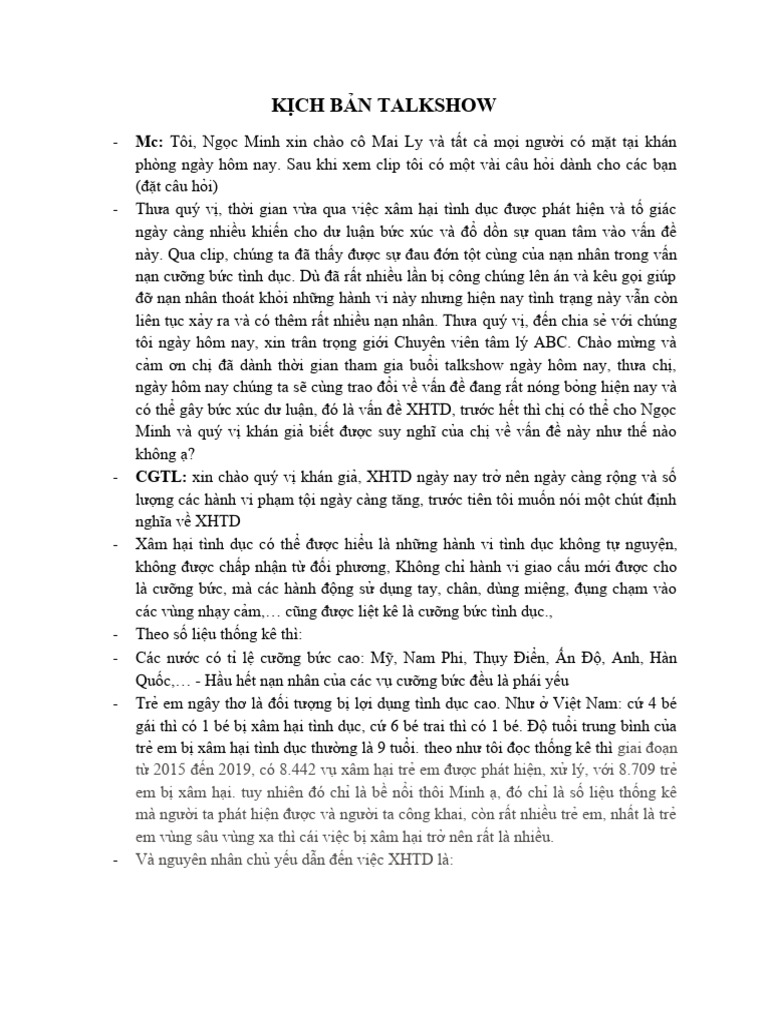 Kịch Bản Talkshow | PDF