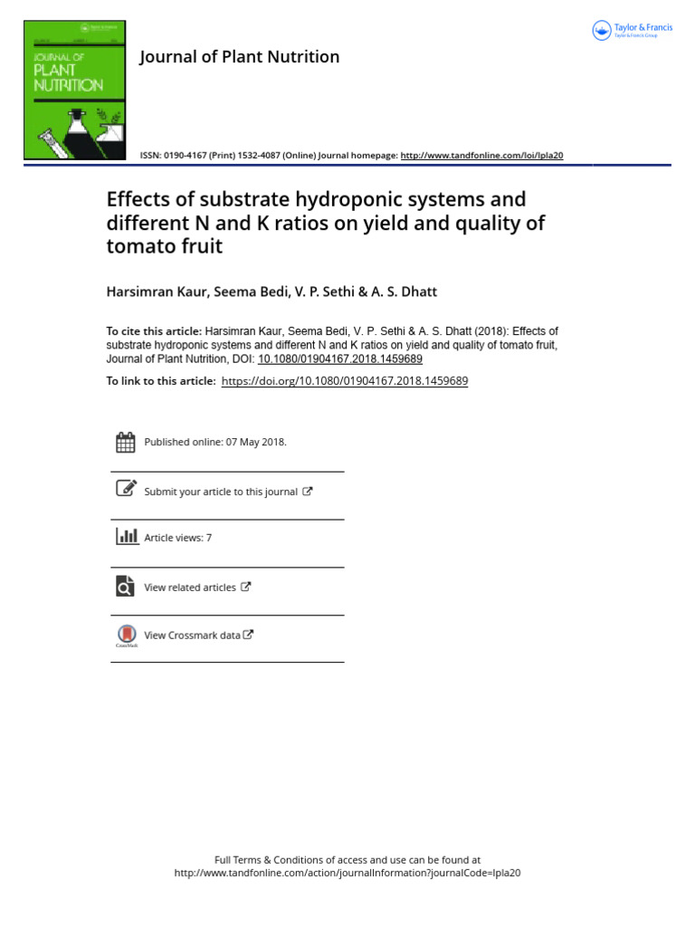 Hydroponic Tomato | PDF
