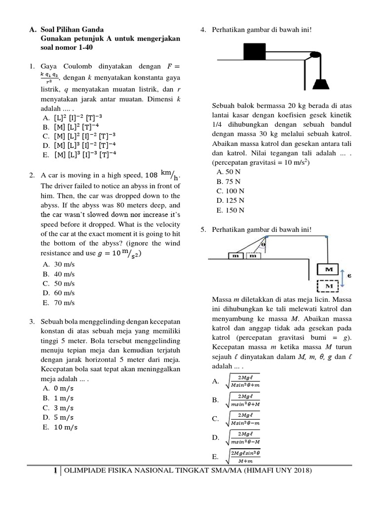 Soal-Penyisihan-Olimpiade Fisika Sma | PDF | Sains & Matematika