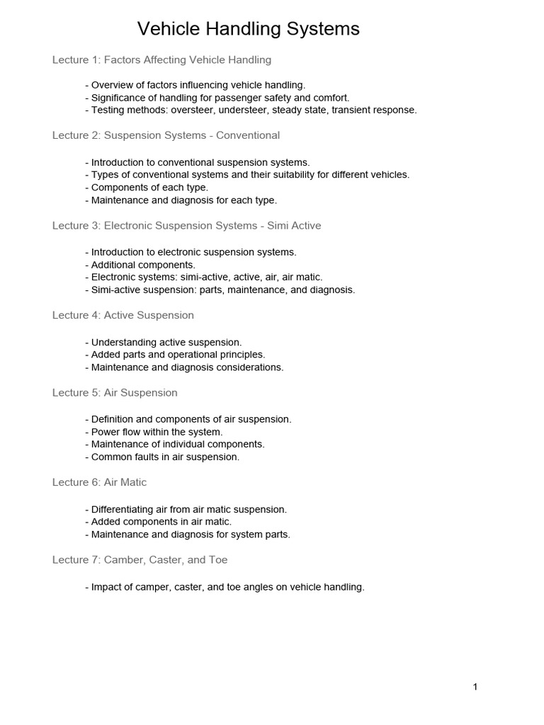 Vehicle Handling Systems | Download Free PDF | Steering | Anti Lock ...