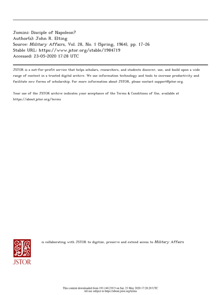 John R. Elting, Jomini, Disciple of Napoleon | PDF | Antoine Henri ... John R. Elting, Jomini, Disciple of Napoleon | PDF | Antoine Henri ...