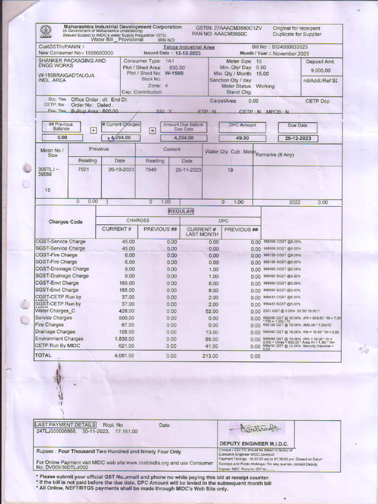 Water Bill | PDF