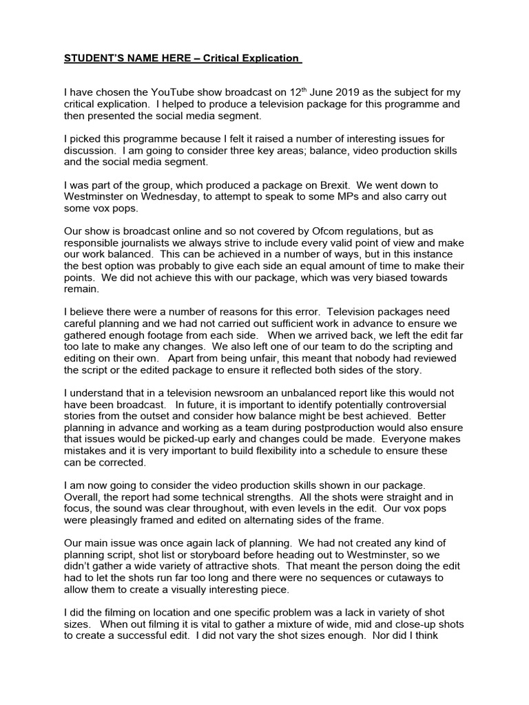 Sample of Reflective Analysis (Critical Explanation) | PDF