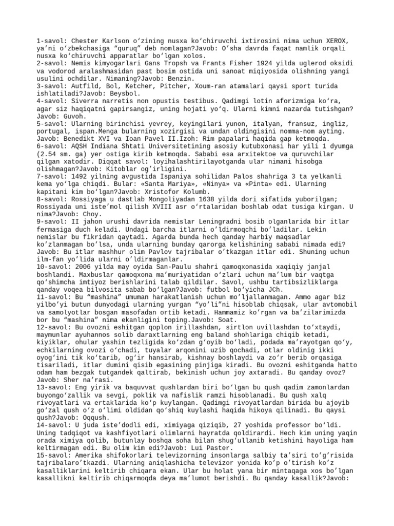 Zakovat Savollari | PDF