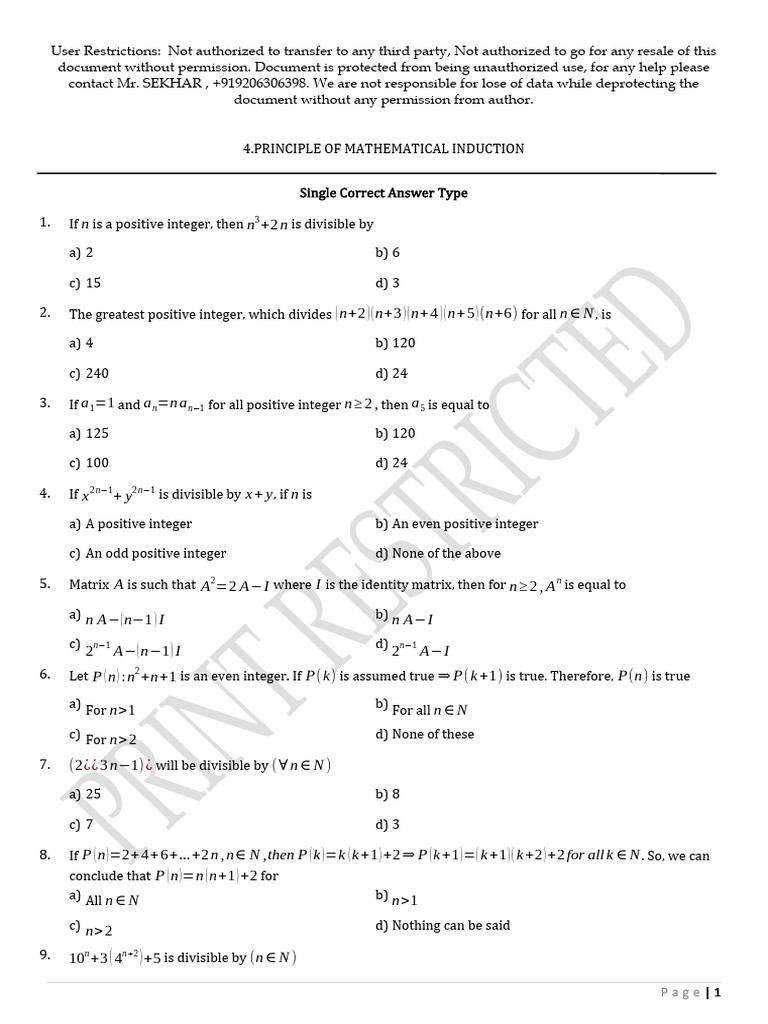 4.principle of Mathematical Induction | PDF | Algebra | Mathematical Logic
