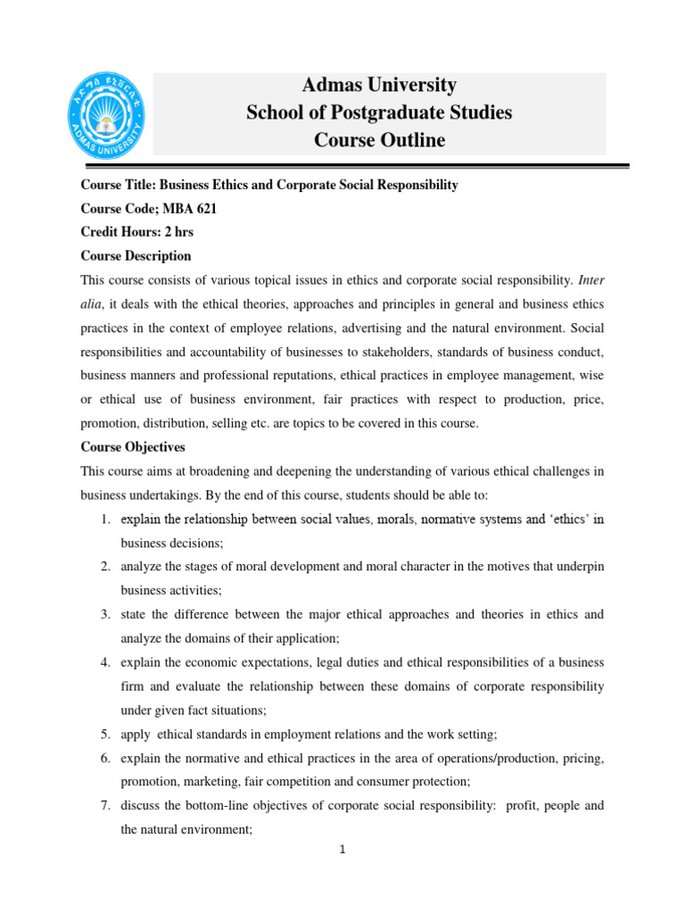 Business Ethics and Corporate Social Responsibility | PDF | Corporate ...