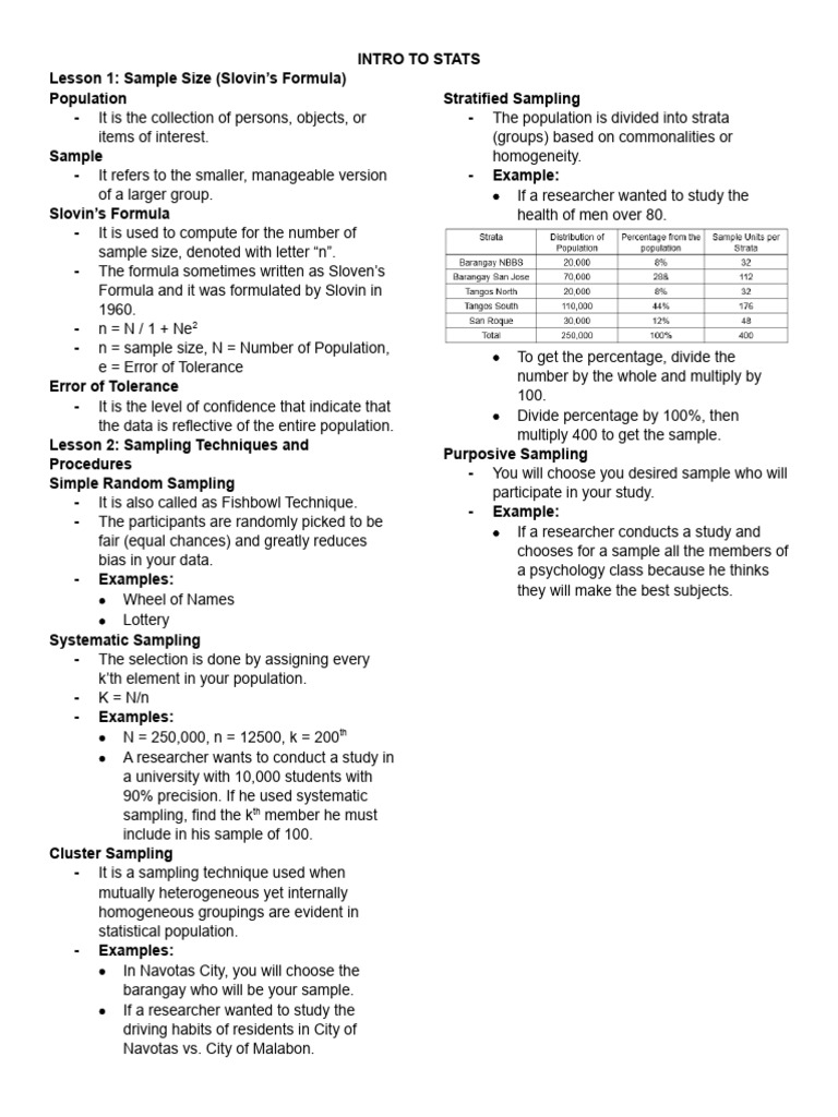 Intro to Statistics: Sampling Methods | PDF | Sampling (Statistics ...