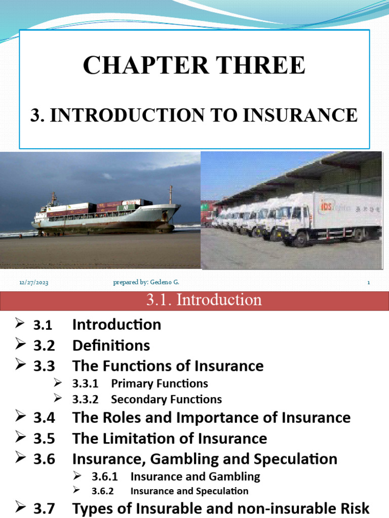 Chapter Three: 3. Introduction To Insurance | PDF