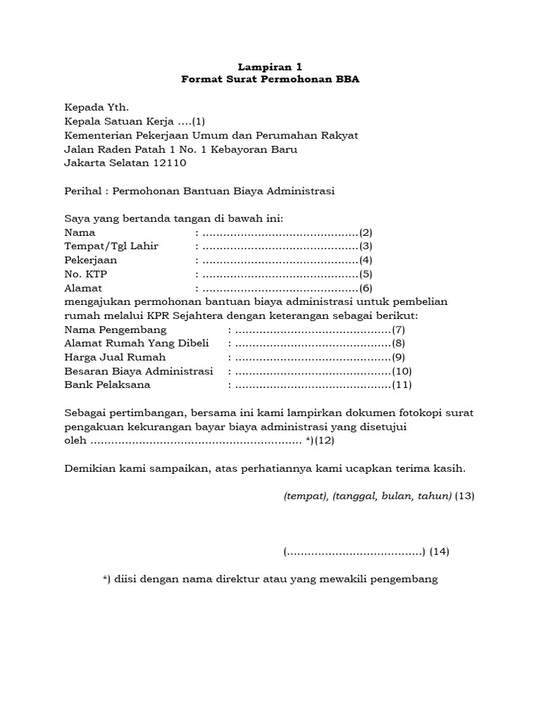 Lampiran Form Permohonan BBA | PDF