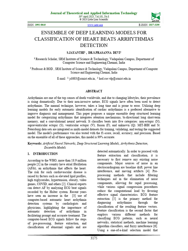 (Journal Q4 2023) Ensemble of Deep Learning Models For Classification of Heart Beats Arrhythmias ...