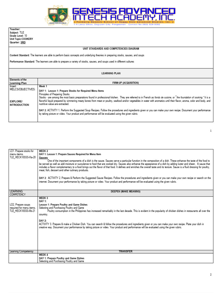 LP Tle 10 3RD Quarter | PDF | Stock (Food) | Sauce