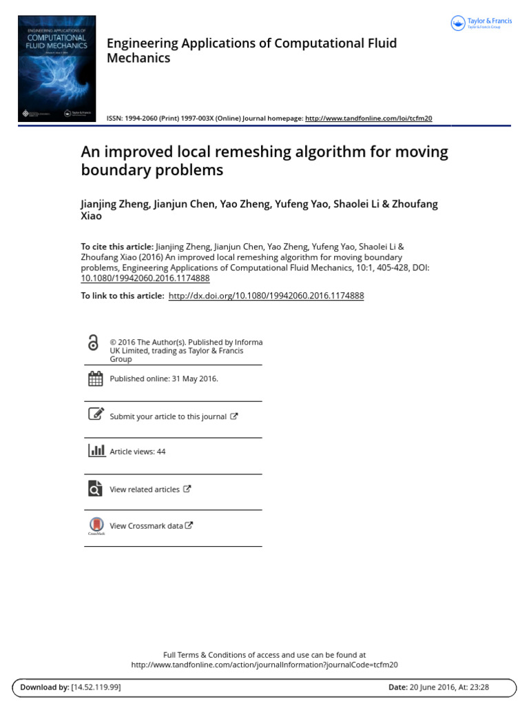 An Improved Local Remeshing Algorithm For Moving Boundary Problems | PDF