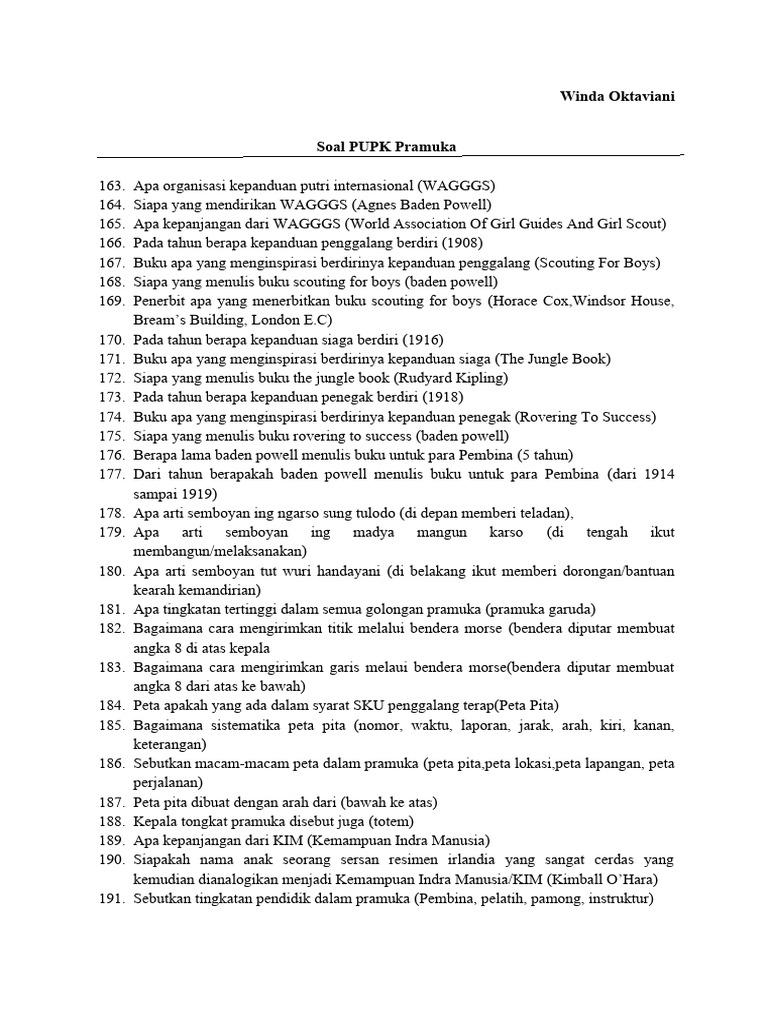 Kumpulan Soal PUPK Pramuka Terlengkap | PDF