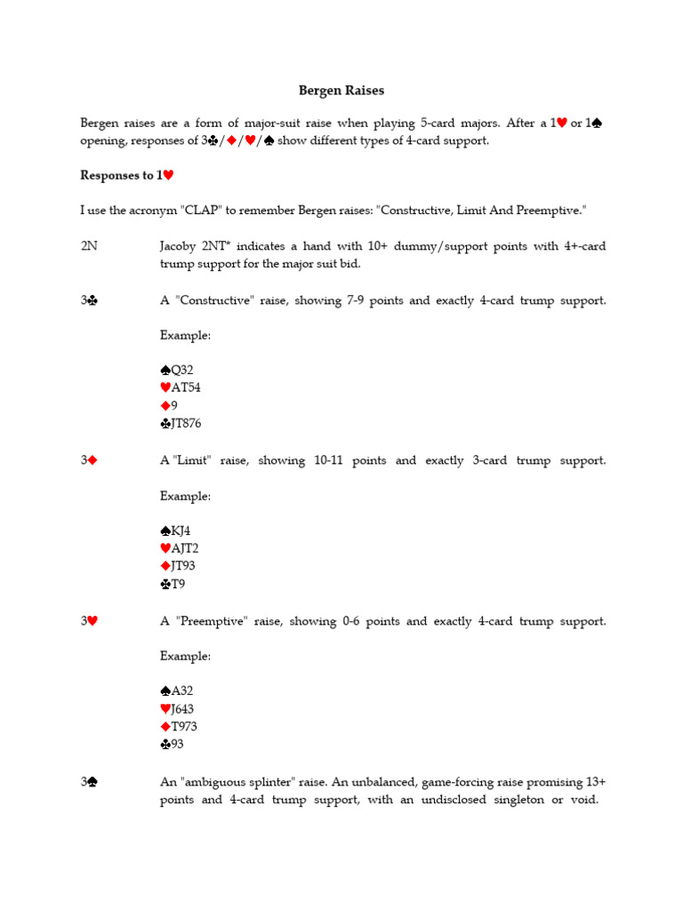 Bergen Raises | PDF | Contract Bridge