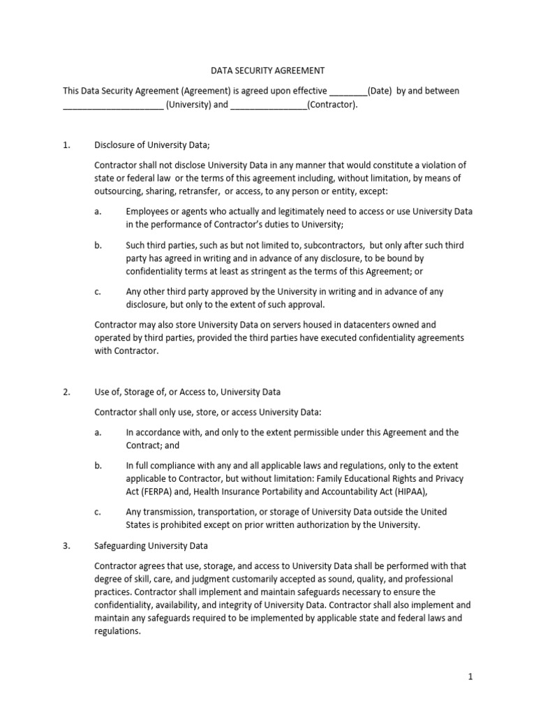 Data Security Agreement | PDF | Information Security | Security