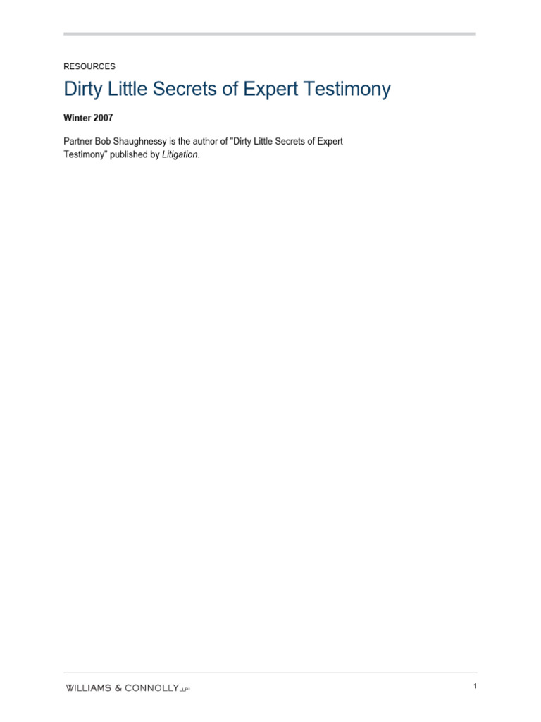 Expert Testimony Secrets Revealed | PDF