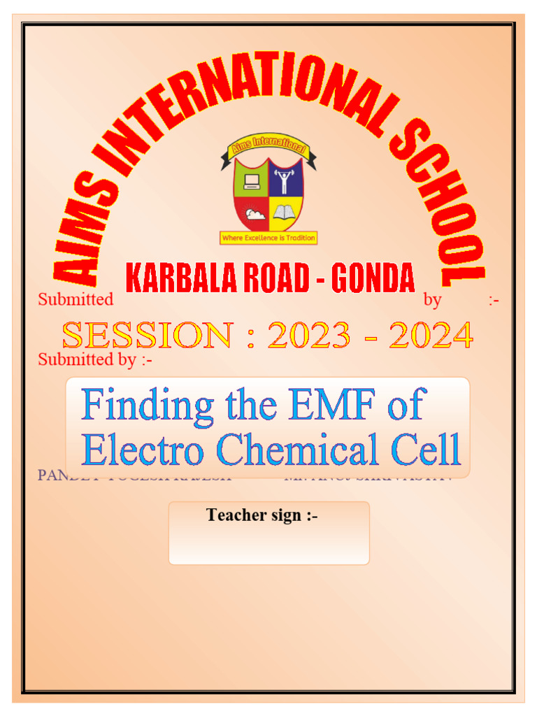 EMF of Electrochemical Cell Project | PDF | Electrode | Electrochemistry
