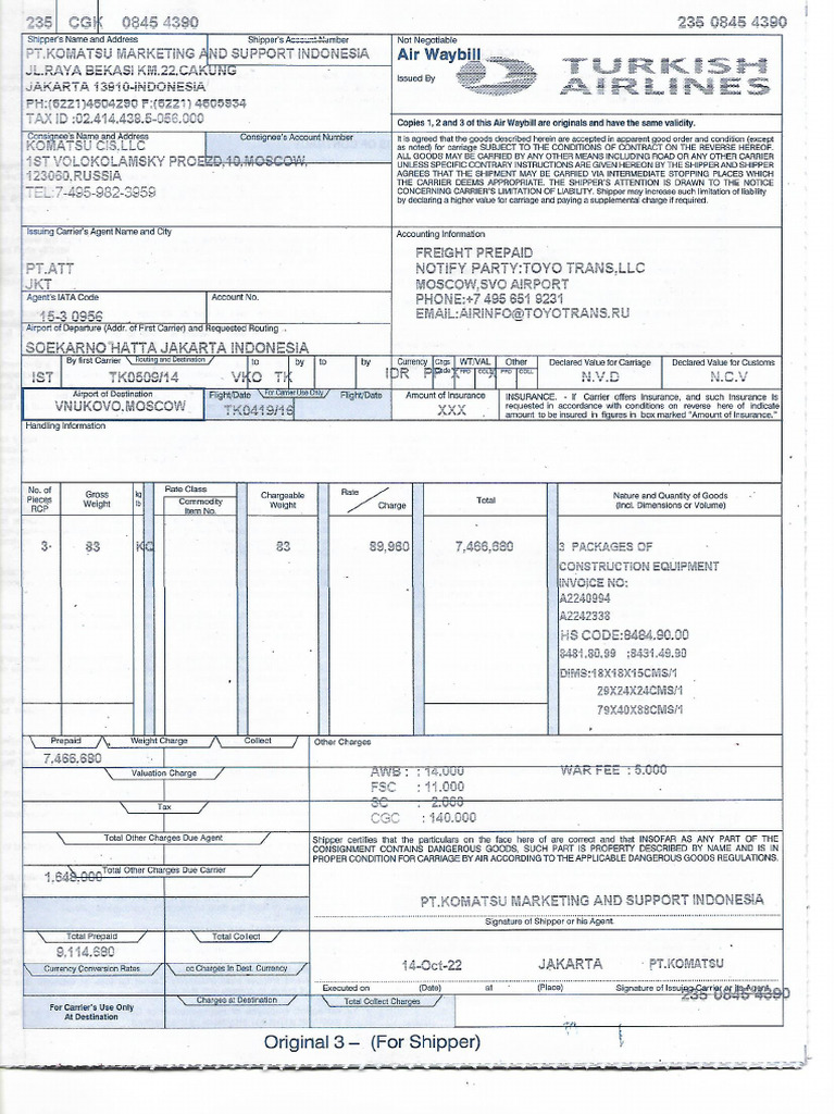055 Mawb (23508454390) PT Komatsu | PDF