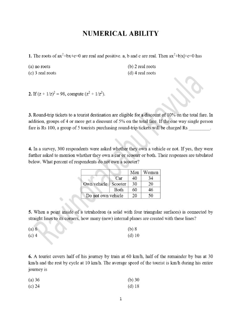 Rbr-Numerical Ability 01 | PDF
