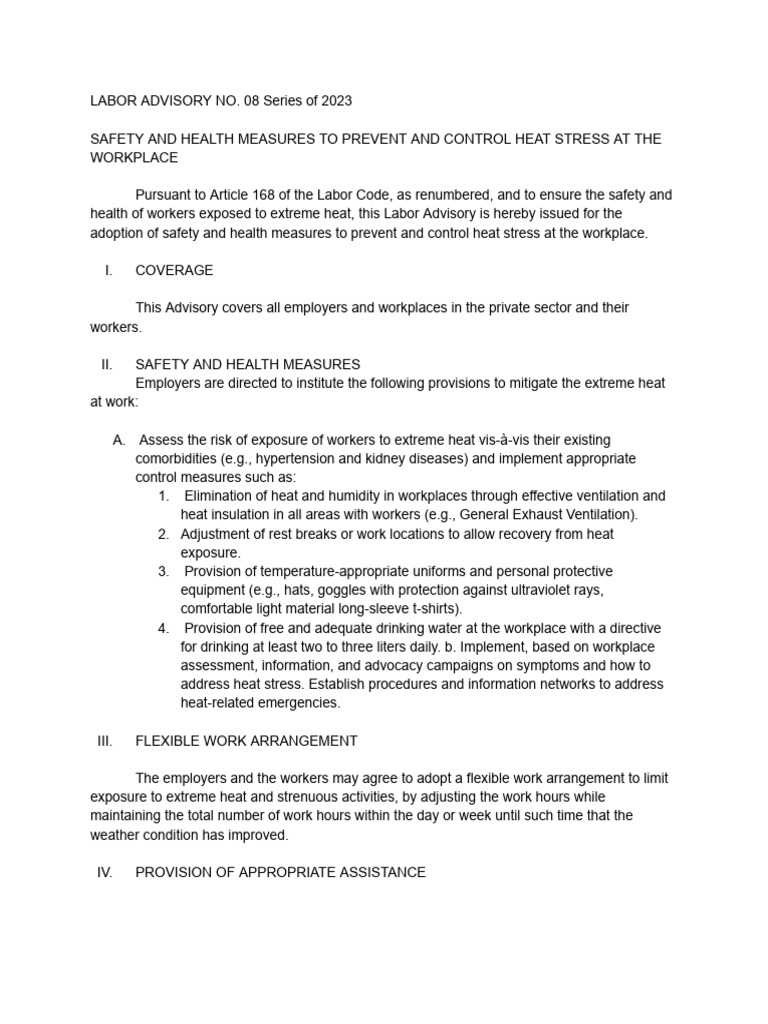 Heat Stress Prevention Advisory 2023 | PDF | Technology & Engineering