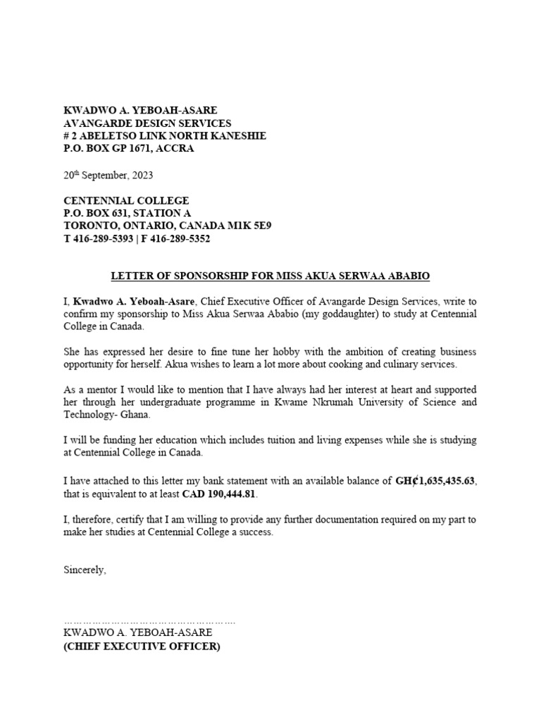 Sponsor - Letter | PDF