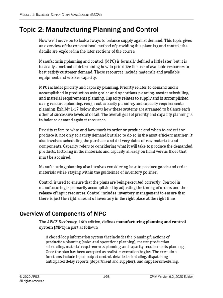 MPC - Cpim Ls 2020 Excerpt-2 | PDF | Enterprise Resource Planning ...