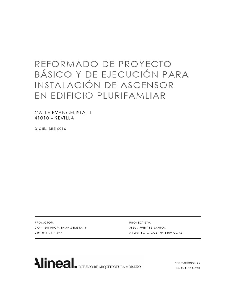 Proyecto de Instalación de Ascensor | PDF | Ascensor | Protección ...