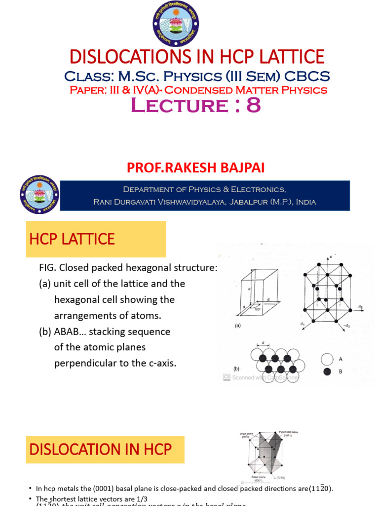 Dislocations in HCP Lattice | Download Free PDF | Dislocation | Crystal Structure