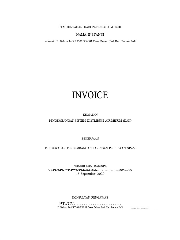PDF Contoh Invoice Laporan Konsultan Pengawas PDF - Compress | PDF