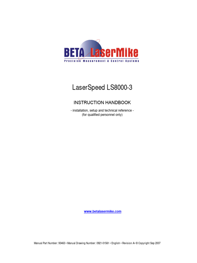 Laser Beta Lasermike ls8000 3 User Manual | PDF | Laser | Electrical ...