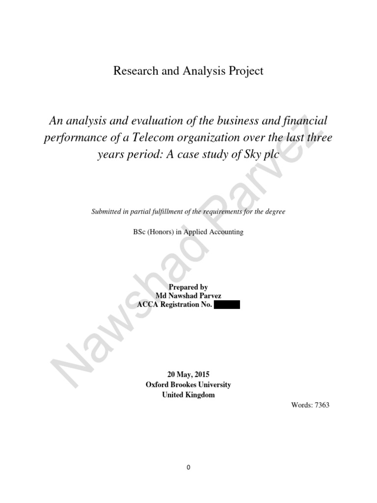 Research and Analysis Project ACCA OBU-2015 | PDF