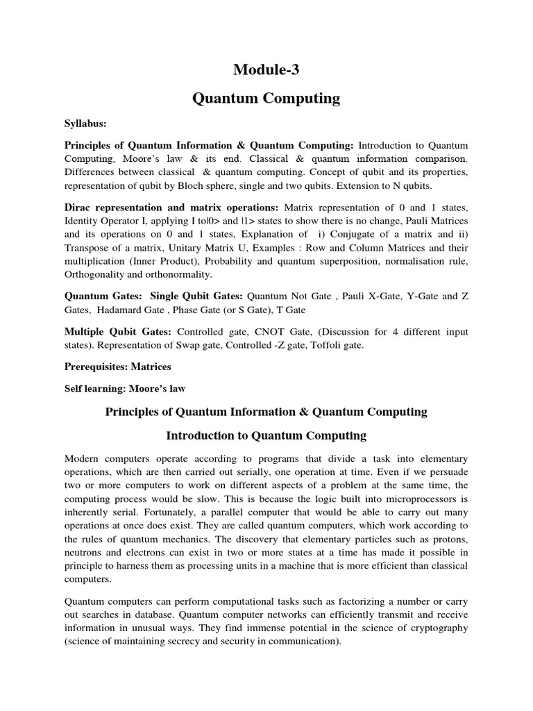 M3 - Quantum Computing - 2022-23 | PDF | Matrix (Mathematics) | Quantum Computing