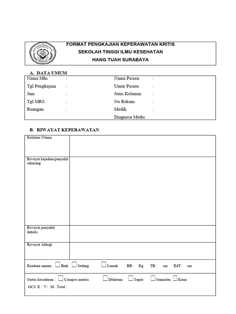 Format Askep Icu | PDF | Kesehatan Holistik | Sains & Matematika