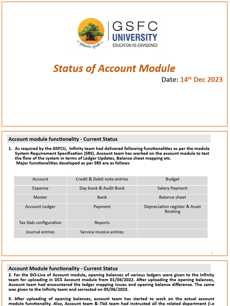 DCS - Status of Account Module | PDF | Debits And Credits | Payments