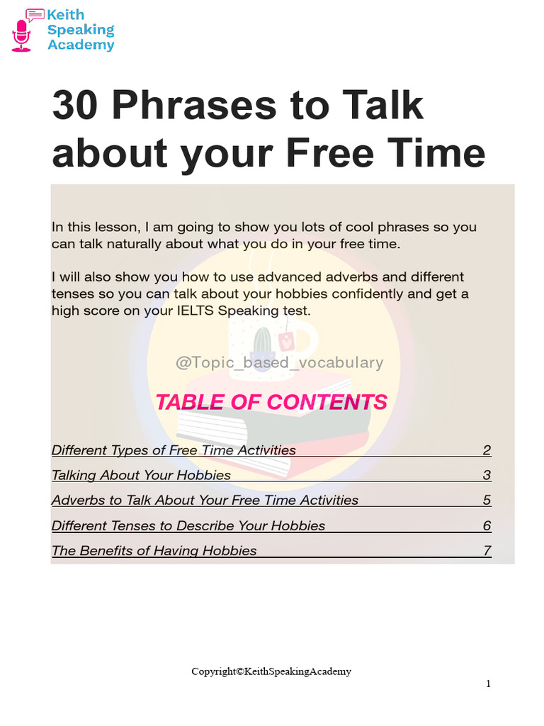 @topic Based Vocabulary | PDF | Hobbies | Leisure