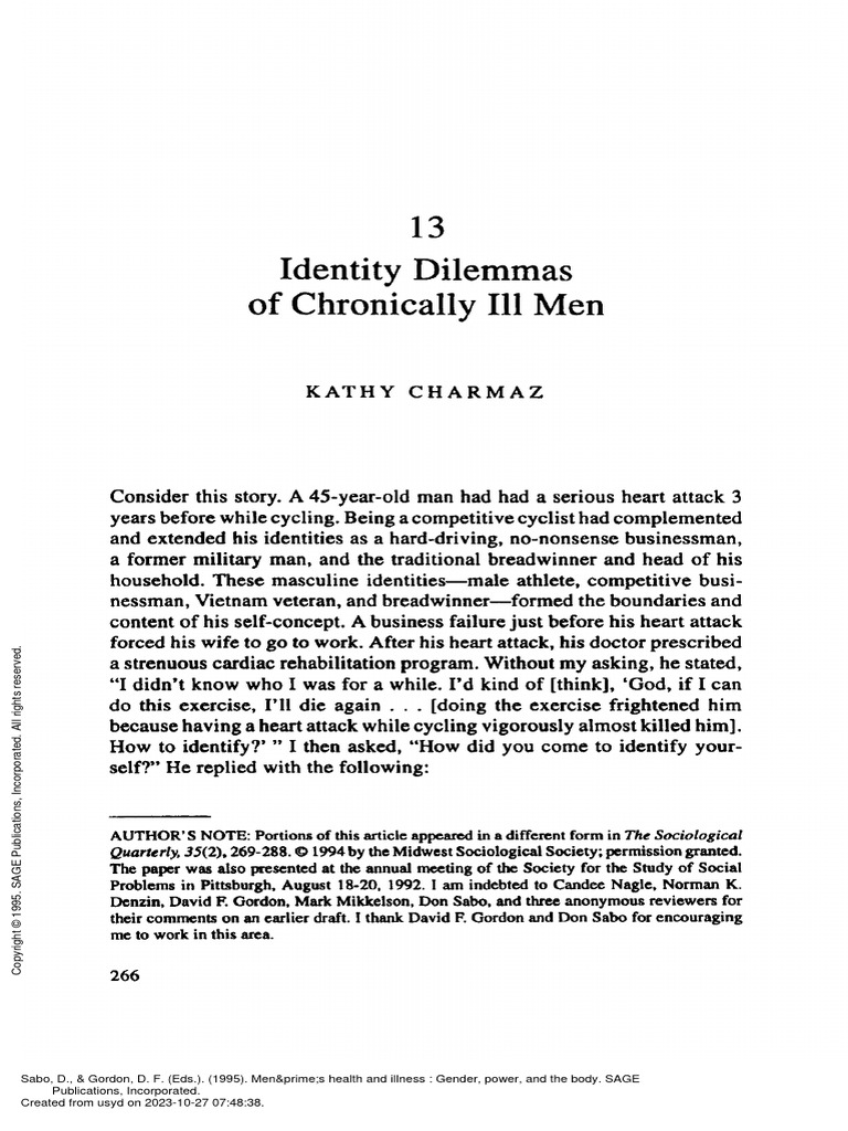 Charmaz 1995 Identity Dilemmas of Chronically Ill Men | PDF | Gender ...