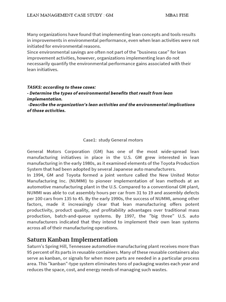 Case Studies-Lean Management | PDF | Lean Manufacturing | Six Sigma