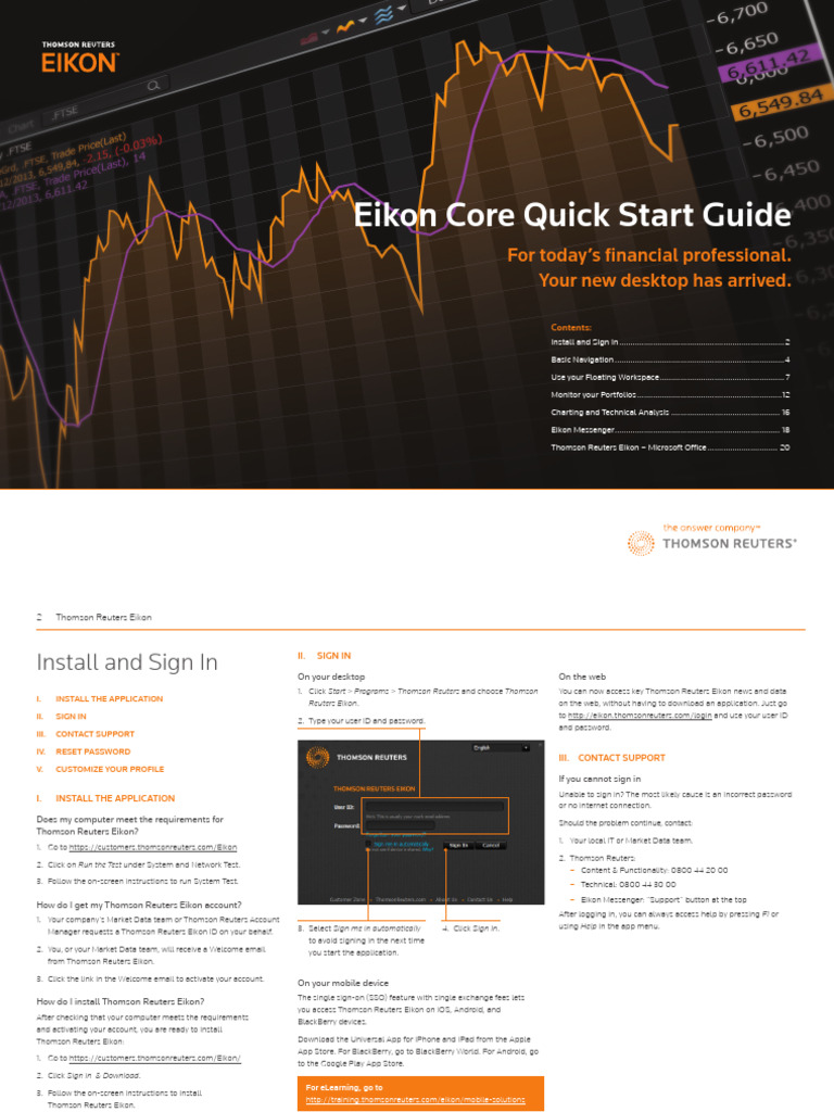 Eikon Core Quick Start Guide: For Today's Financial Professional. Your ...