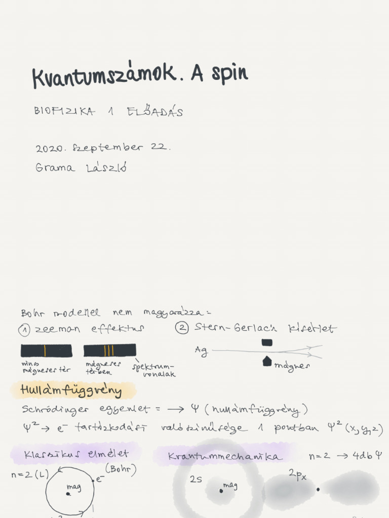 04 Kvantumszámok - Jegyzetek | PDF
