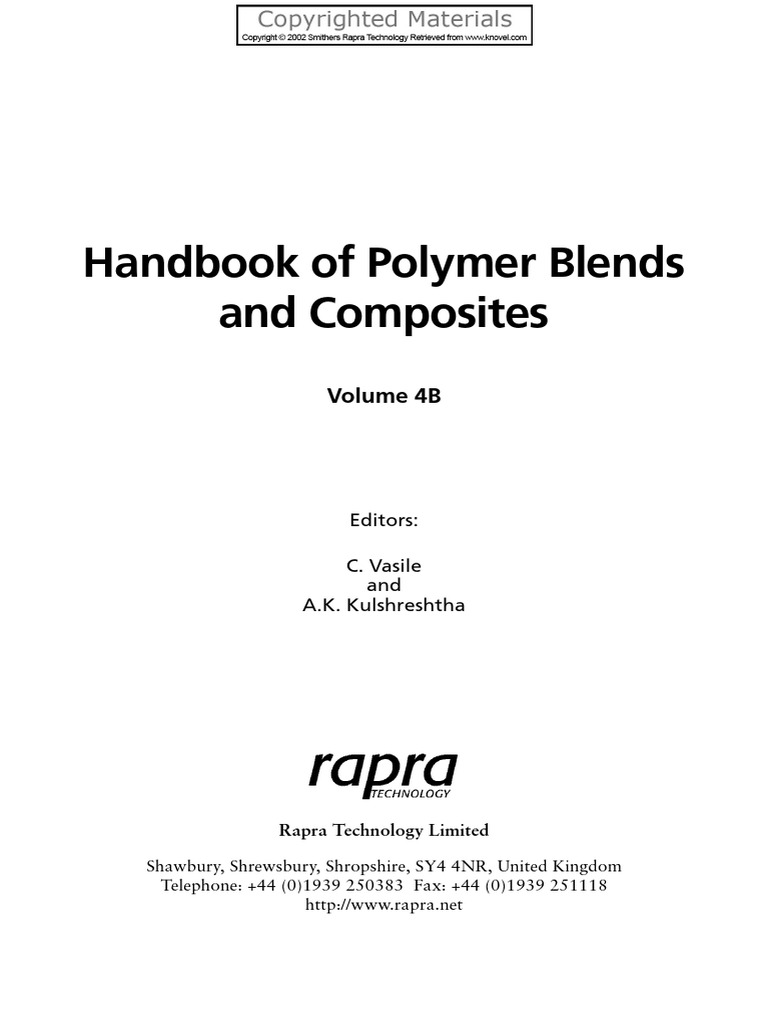 Handbook of Polymer Blends | PDF | Copolymer | Polyethylene