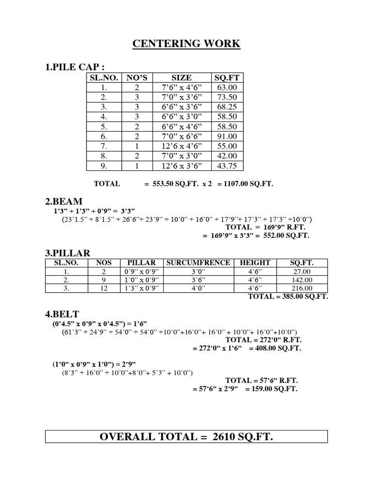 Construction Centering Work Details | PDF