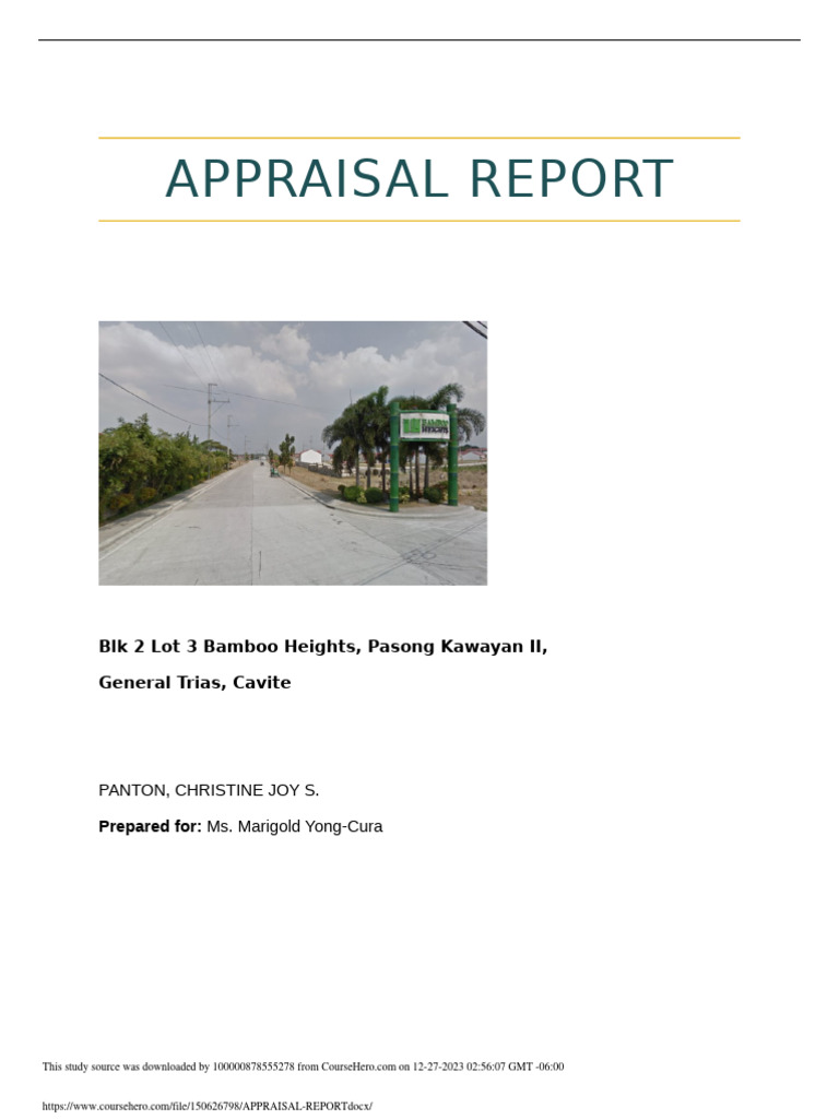 Appraisal Report | PDF