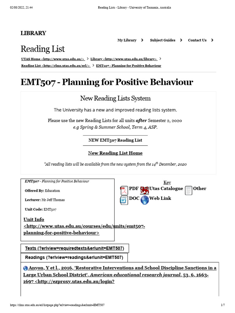 EMT507 Reading List Overview | PDF | Teachers | Psychology