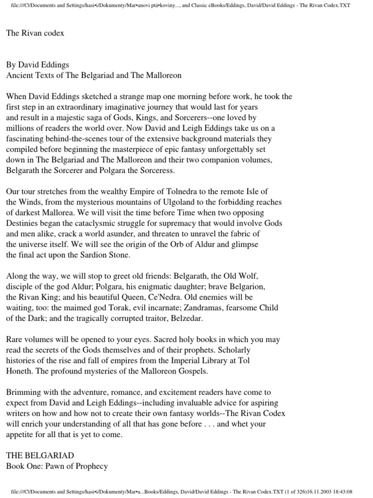 The Rivan Codex by Eddings | PDF