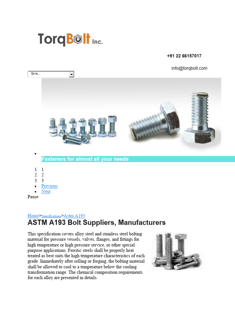 Spesifikasi Bolt & Nut | PDF