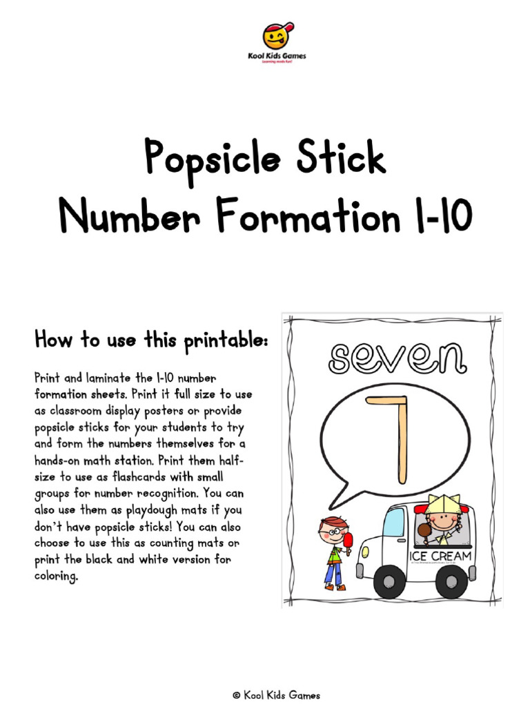 Popsicle Stick Number Formation KKG Updated | PDF
