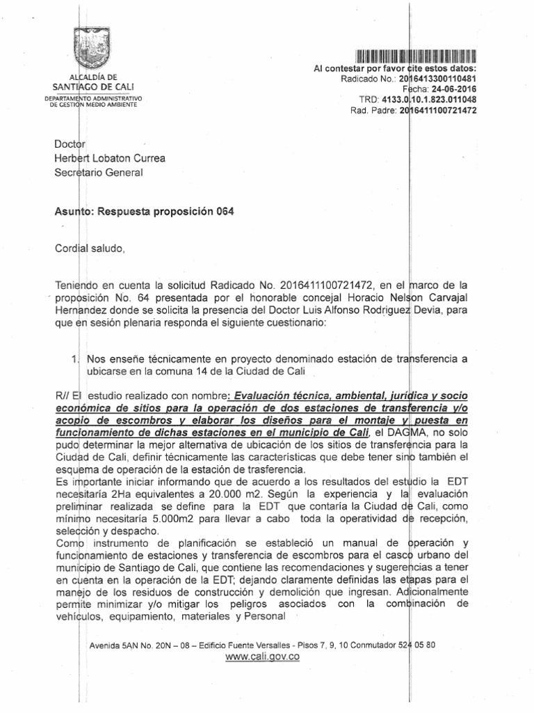 Respuesta Proposicio?n 064 | PDF