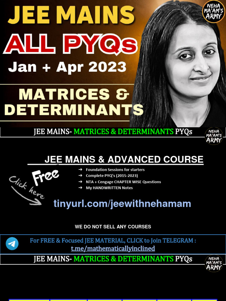 Matrices - Determinant - JEE (Main) - 2024 | PDF | Determinant | Matrix (Mathematics)