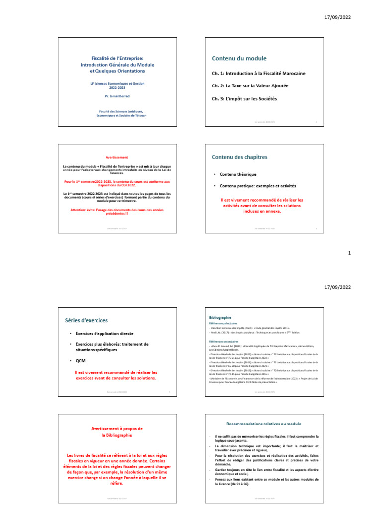 Introduction Du Module Fiscalité - 22-23 | PDF